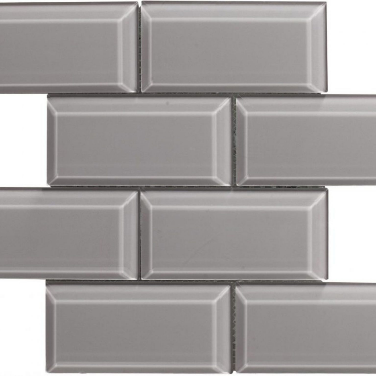 Subway Glass - Grey Bevelled Mosaic Tile - Love Mosaic