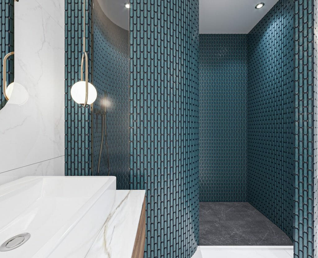 Kit Kat Paperclip Azure Blue Mosaic Tile - Love Mosaic