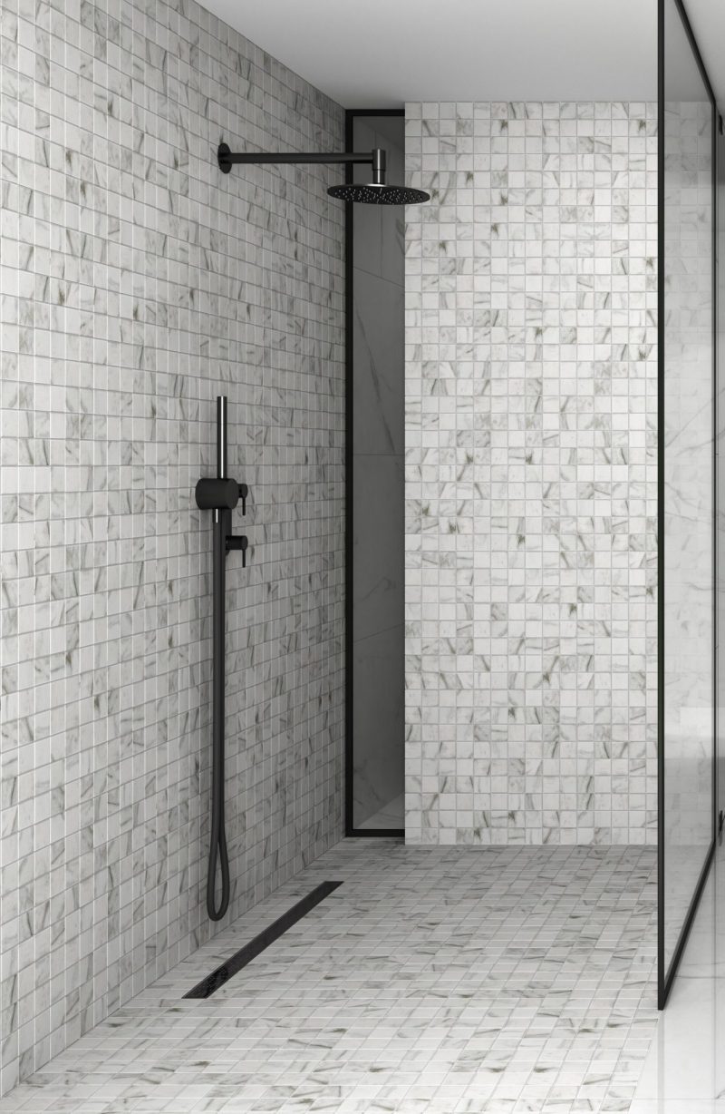 Atrium Matt White Marble - Anti Slip Mosaic Tile - Love Mosaic