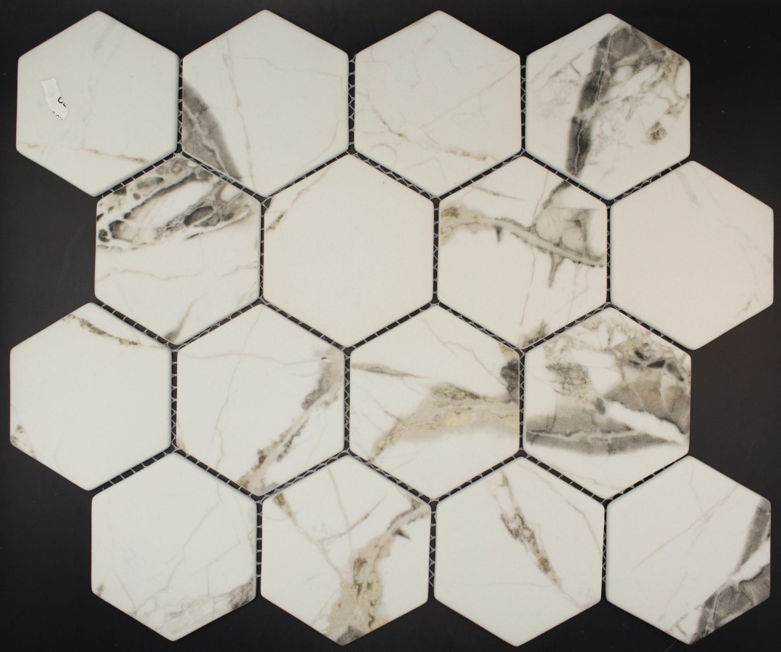 Silk Blanco Oro Hexagon Matt mosaic tile - Love Mosaic